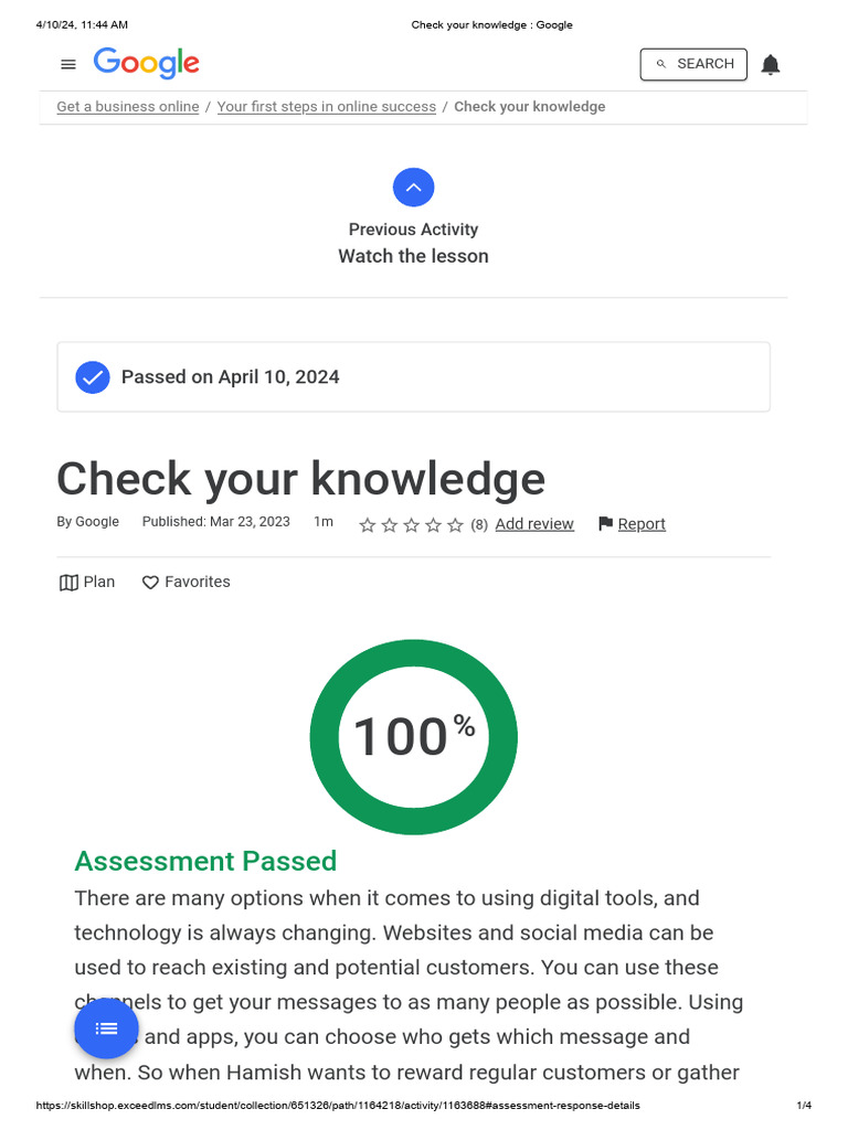 Check Your Knowledge - Google | PDF | Popular Culture & Media Studies ...
