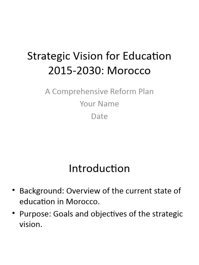 Strategic Vision For Education 2015-2030 Morocco | PDF | Career ...