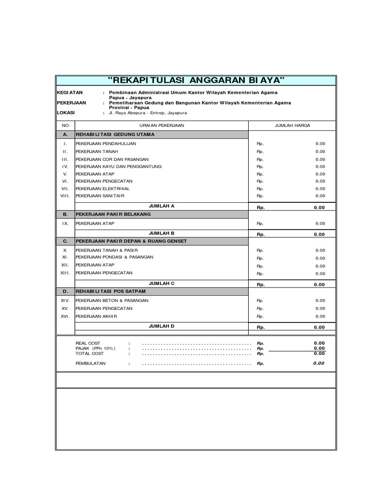 Contoh AHS Dan RAB | PDF