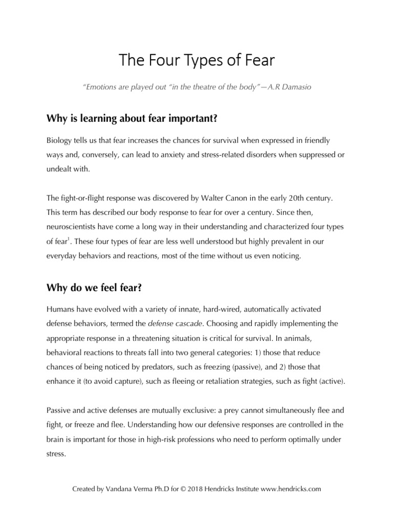 The Four Types of Fear | PDF | Fear | Neuroscience
