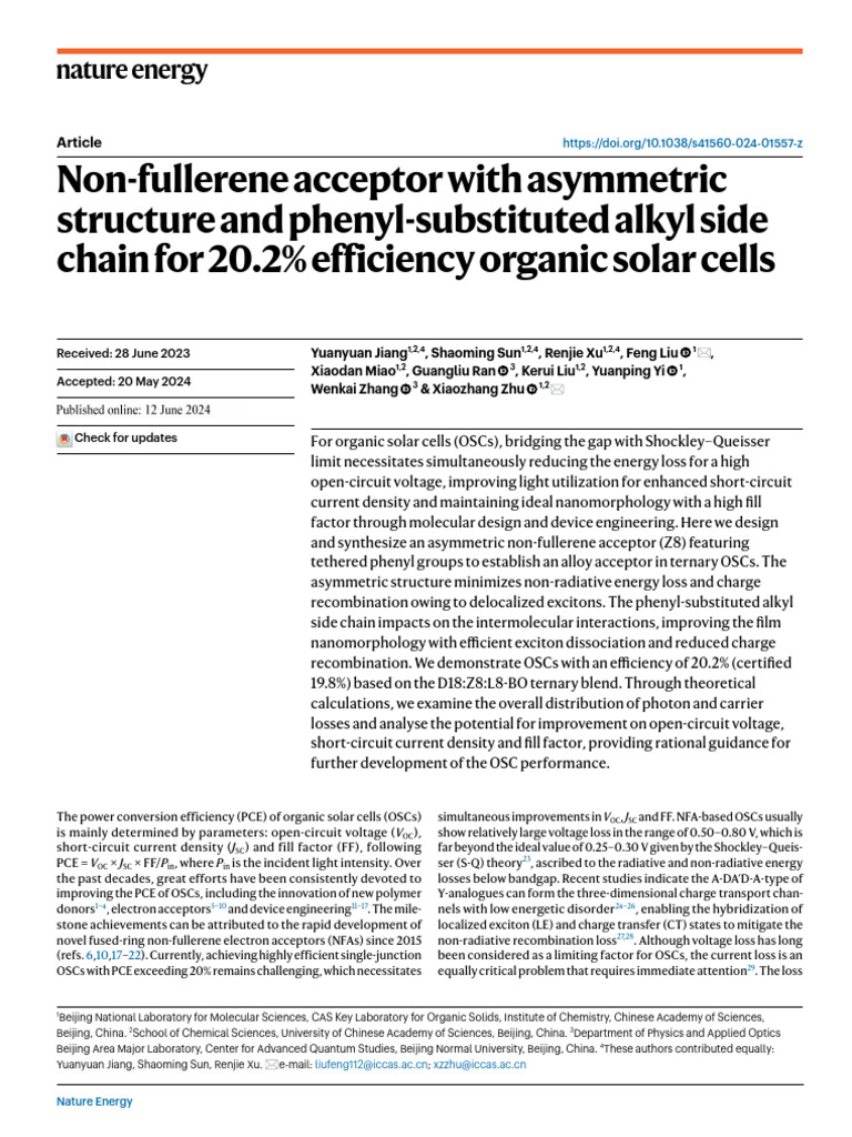 Nat Energy | PDF | Materials | Atomic Physics