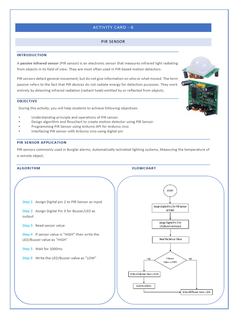 Activity 6 - PIR Sensor | Download Free PDF | Arduino | Equipment