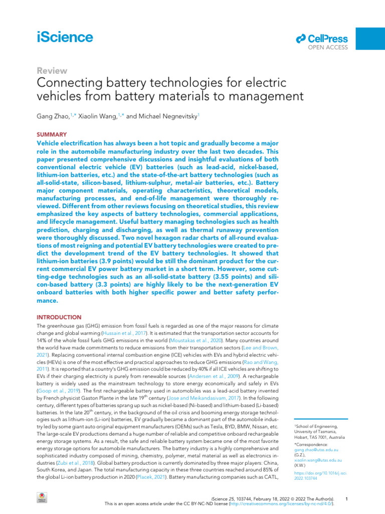 Connecting Battery Technologies For Electric Vehicles From Battery ...
