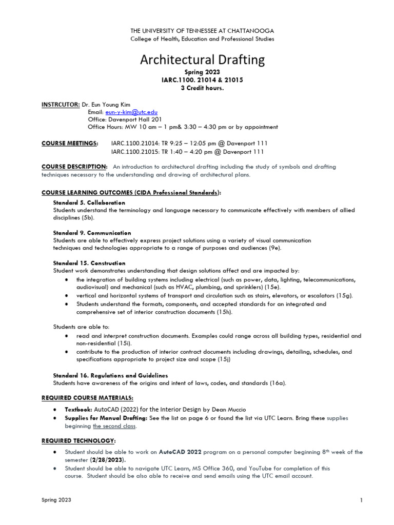 IARC 1100 21014 21015 Syllabus sp23 | PDF | Communication