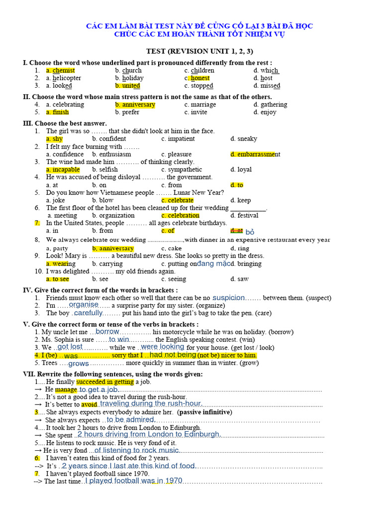 REVISION UNIT 1, 2, 3 | Download Free PDF | Linguistics | Syntax