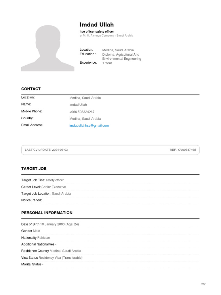 cv90587465 Imdad-Ullah Safety-Officer | PDF | Computers cv90587465 Imdad-Ullah Safety-Officer | PDF | Computers