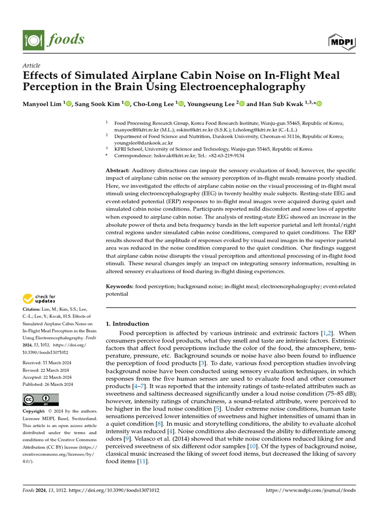 Effects of Simulated Airplane Cabin Noise On In-Fl | PDF | Perception ...