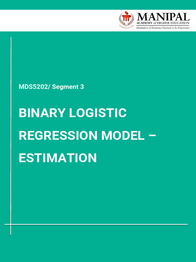 Rm Binary Logistic Regression Model Estimation Pdf Logistic Regression Regression Analysis 