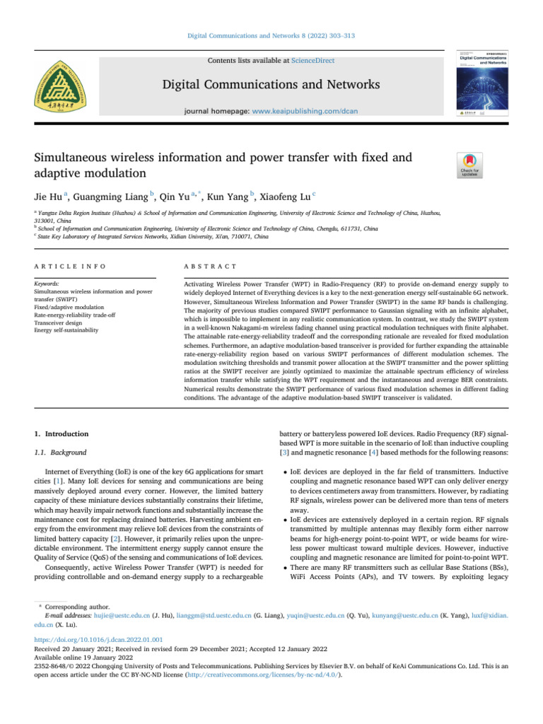 Adaptive Modulation and SWIPT | PDF | Modulation | Wireless