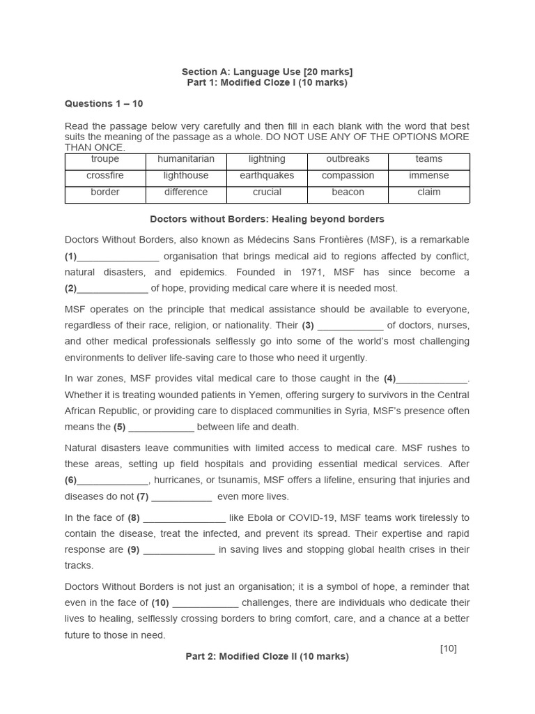 El 2023 Eoy 3T P2 QP | PDF | Médecins Sans Frontières