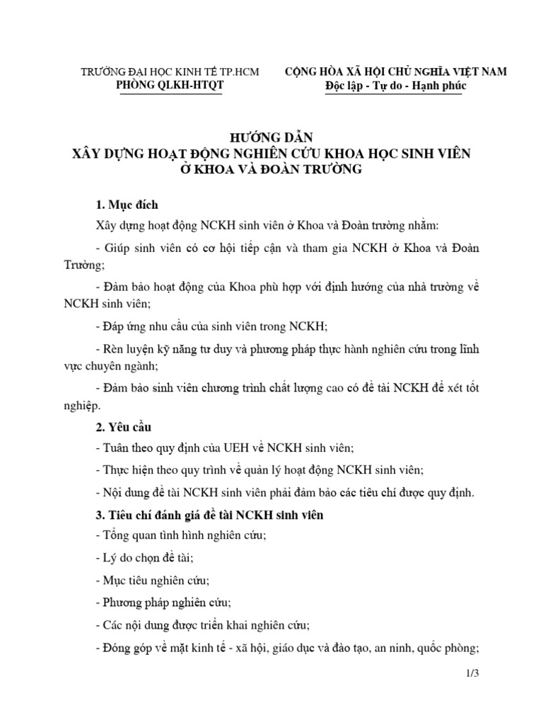 Huong Dan To Chuc Hoat Dong NCKH SV | PDF