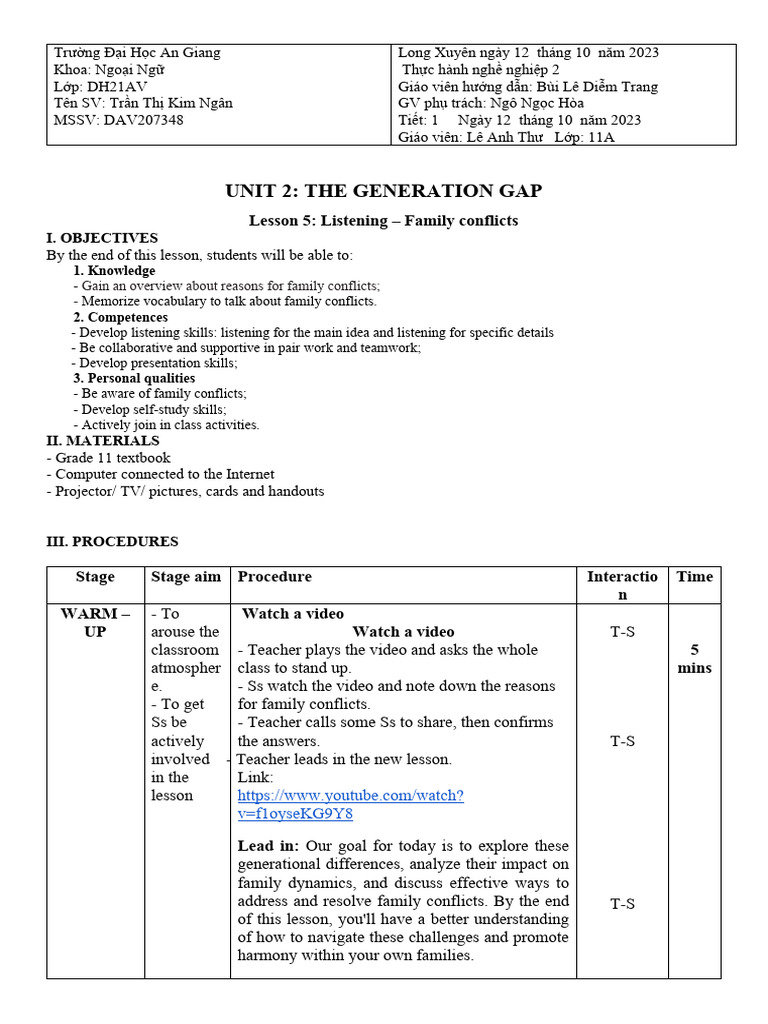 Lop11 Unit2 Listening | PDF | Linguistics