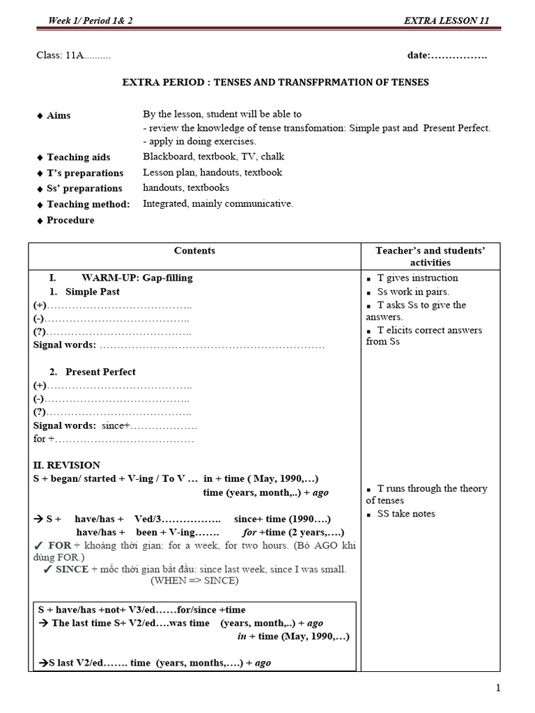 k11 - Extra w1 - Tenses | PDF | Question | Linguistic Morphology
