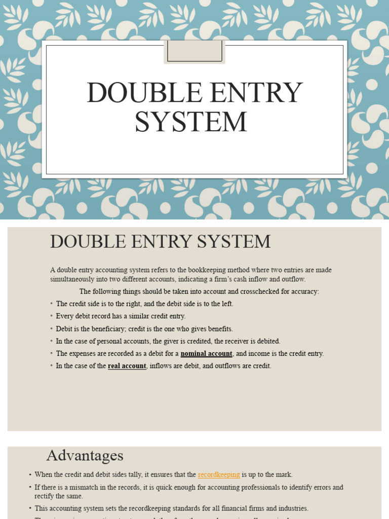 Double entry example | PDF