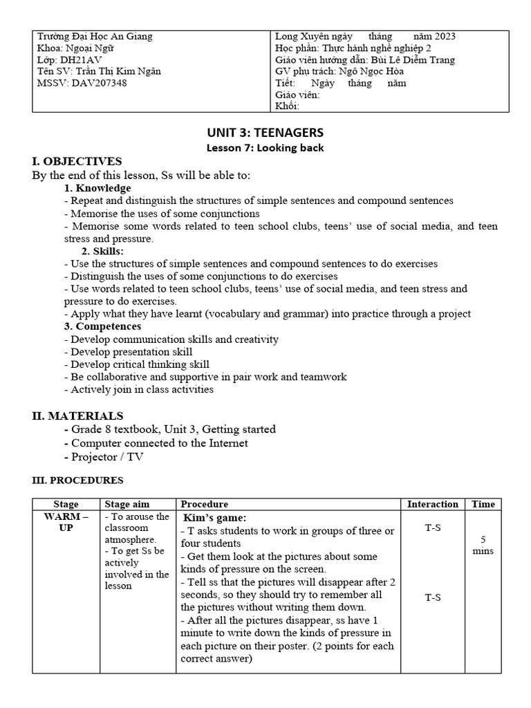 Lesson 7 Looking Back Unit3 | PDF | Adolescence | Social Media