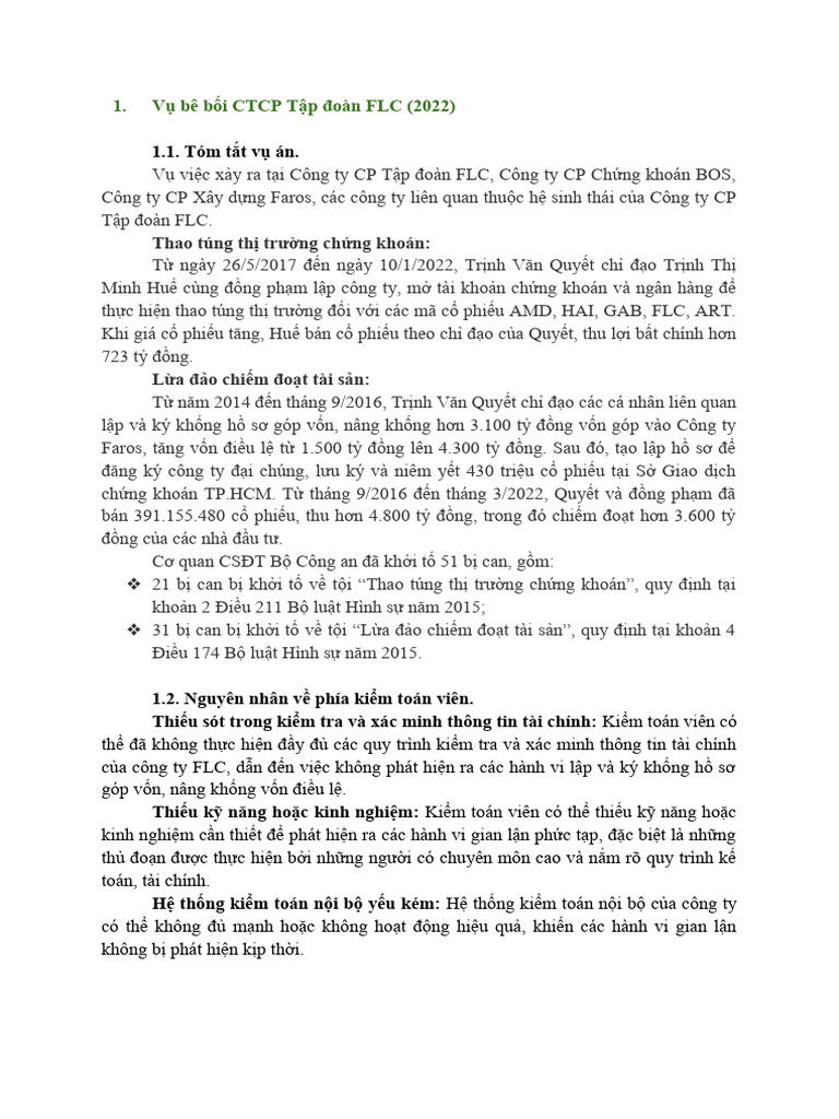 Vụ bê bối CTCP Tập đoàn FLC (2022) | PDF