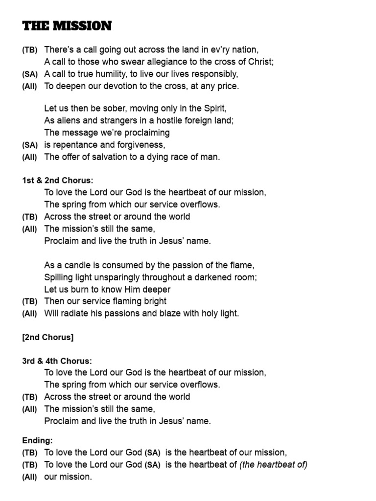The Mission LYRICS | PDF