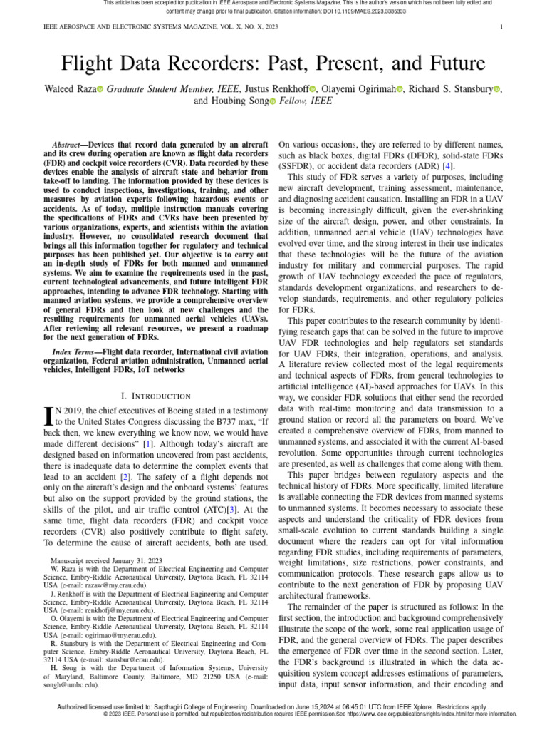 Flight Data Recorders Past Present and Future | PDF | Flight Recorder | Aviation