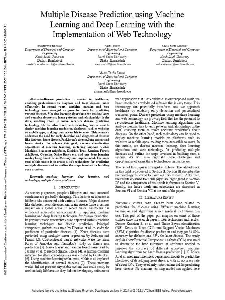 Multiple Disease Prediction Using Machine Learning and Deep Learning ... Multiple Disease Prediction Using Machine Learning and Deep Learning ...