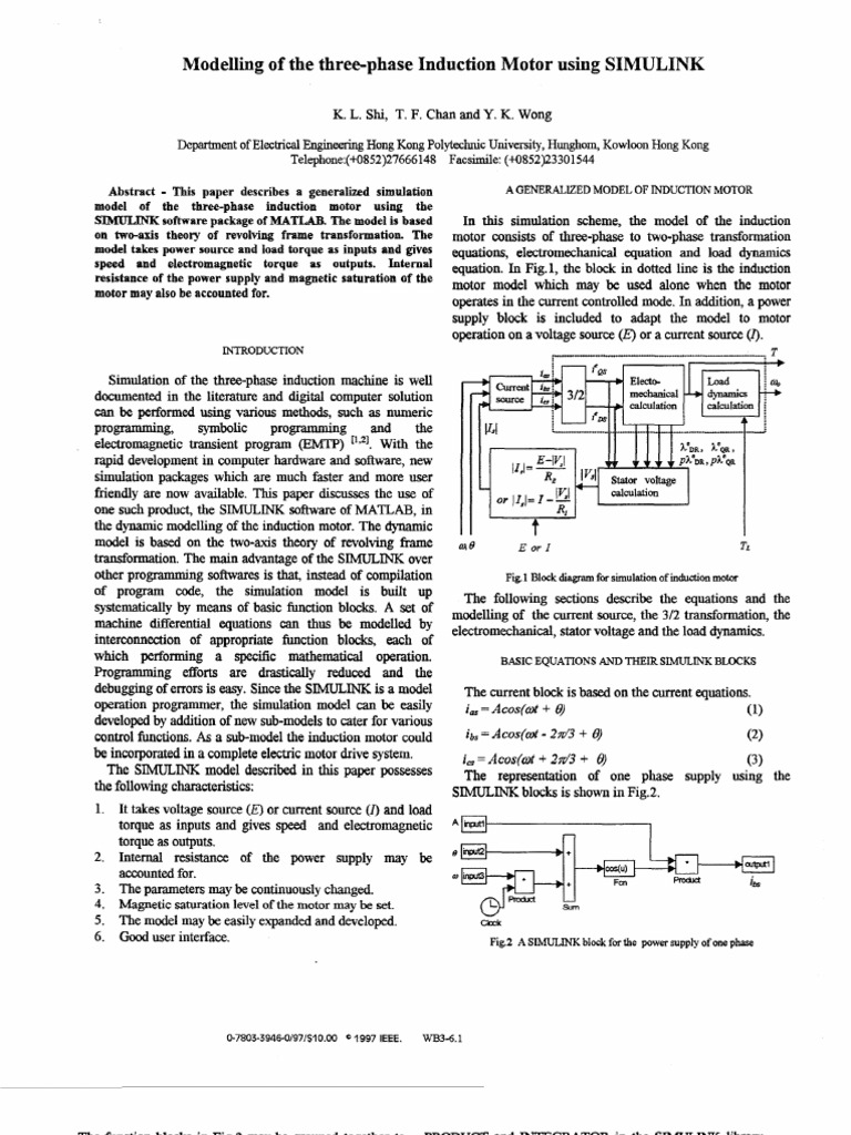 Modelling Of The Three Phase Induction Motor Using Simulink Pdf Electromagnetic Induction
