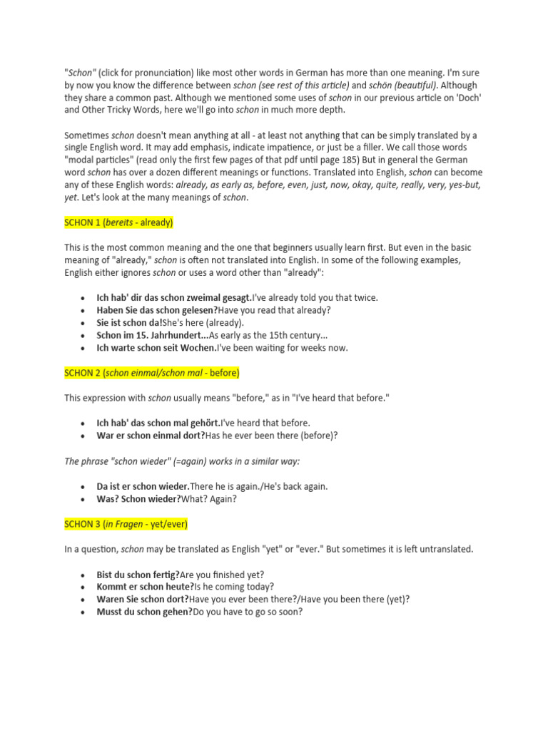 Schon | PDF | Adverb | Verb
