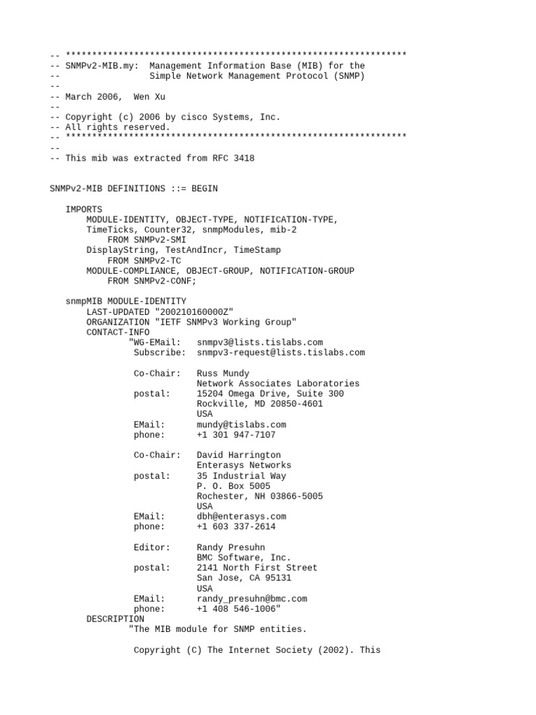 Snmpv2 Mib Mib Pdf Internet Protocol Suite Internet Architecture