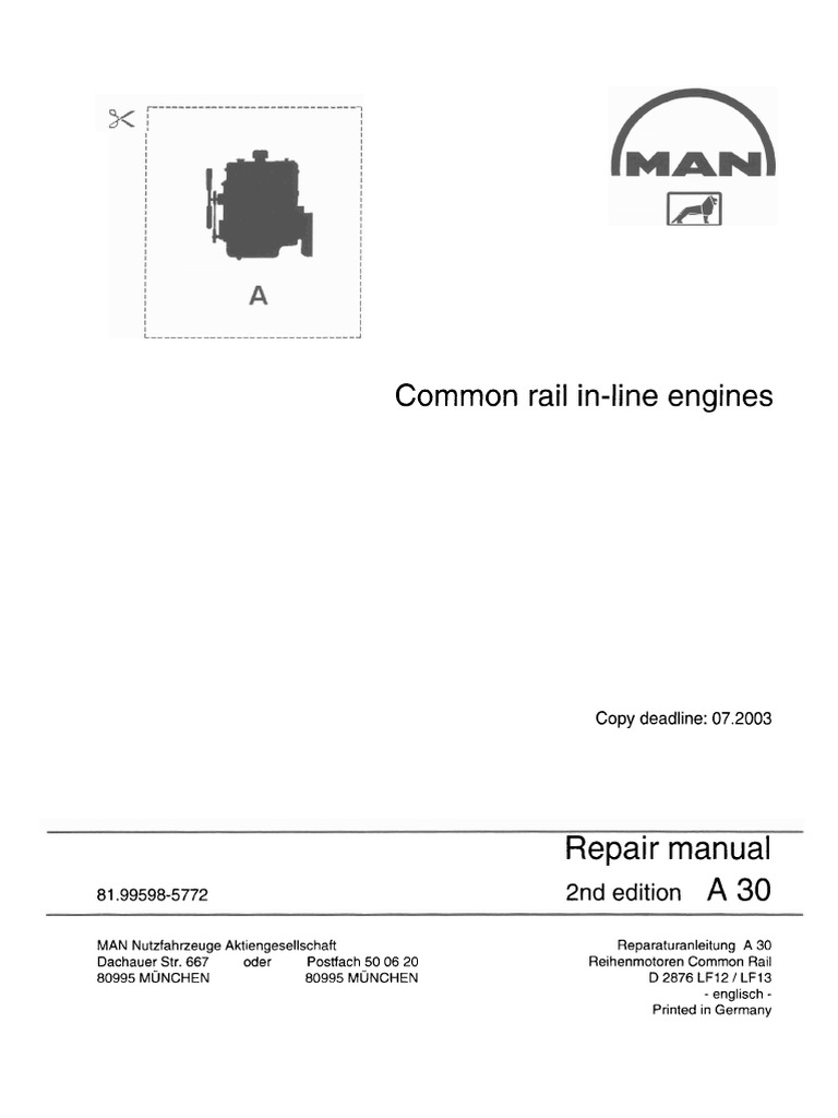 A 30 Common Rail Engine Repair Manual | PDF | Screw | Piston