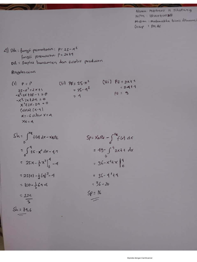 Martinus Sihotang - Uas Matematika Ekonomi Bisnis | PDF