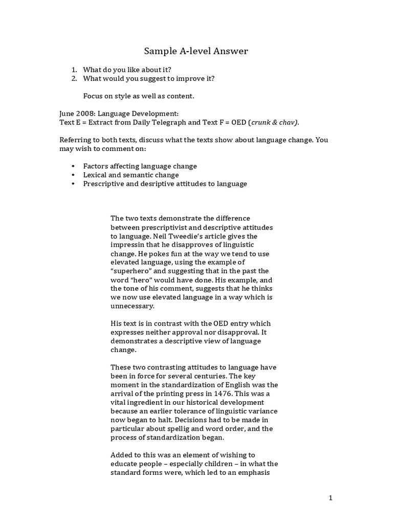 Language Change: Prescriptive vs Descriptive | PDF | Lexicon | Slang