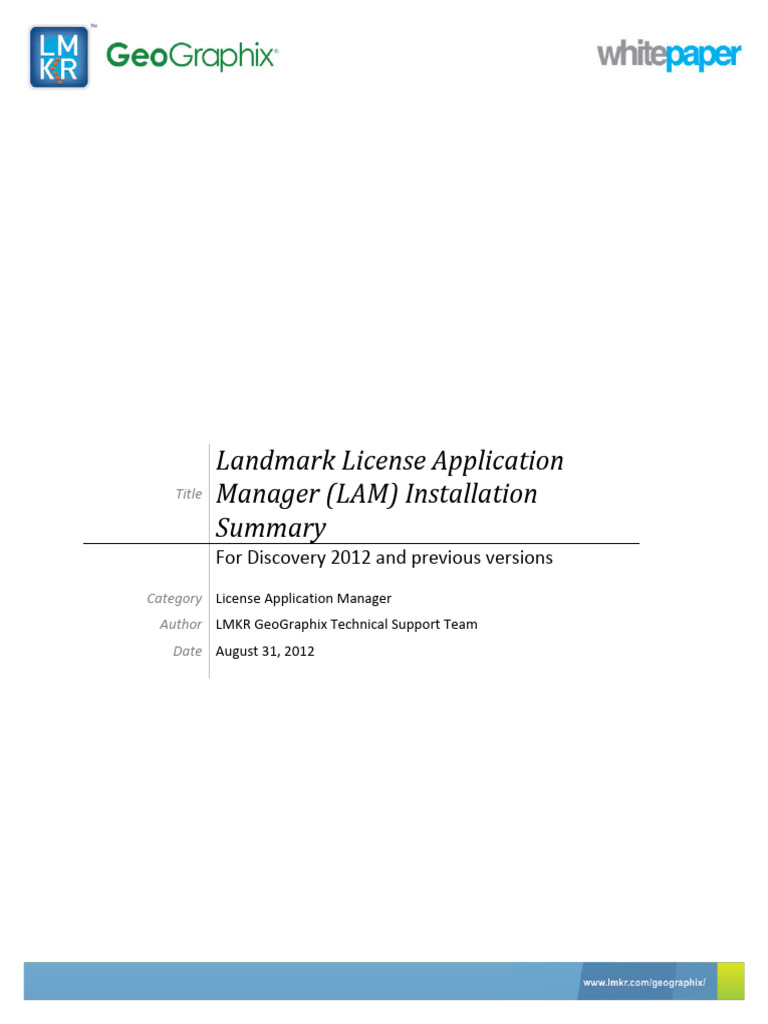 Landmark License Application Manager (LAM) Installation Summary | PDF ...
