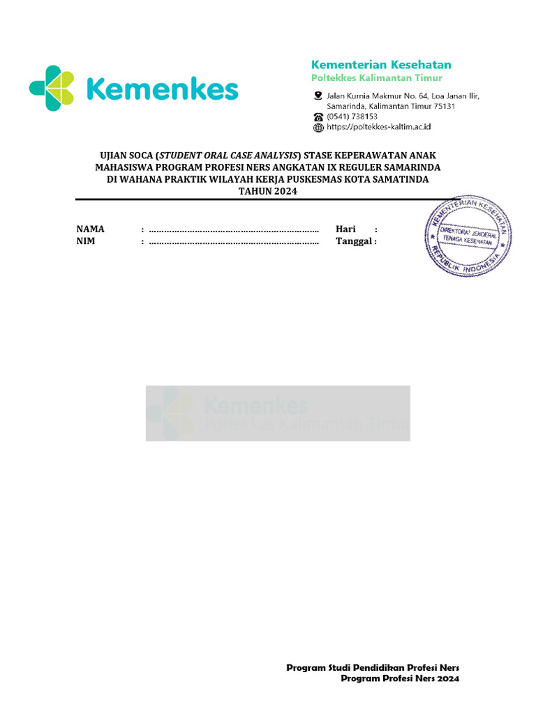 Form SOCA Anak RS | PDF