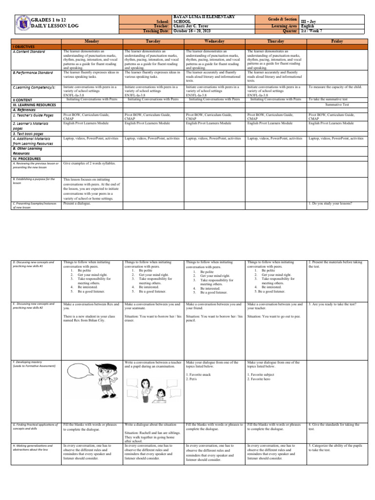 1stquarter English Week 7 | PDF | Learning | Curriculum