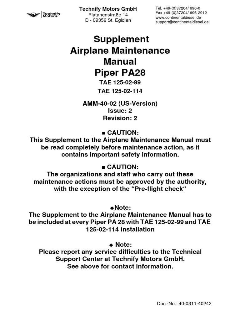 Suplement Airplane Maintenance Manual (TAE 125-02-114) | PDF | Gallon ...