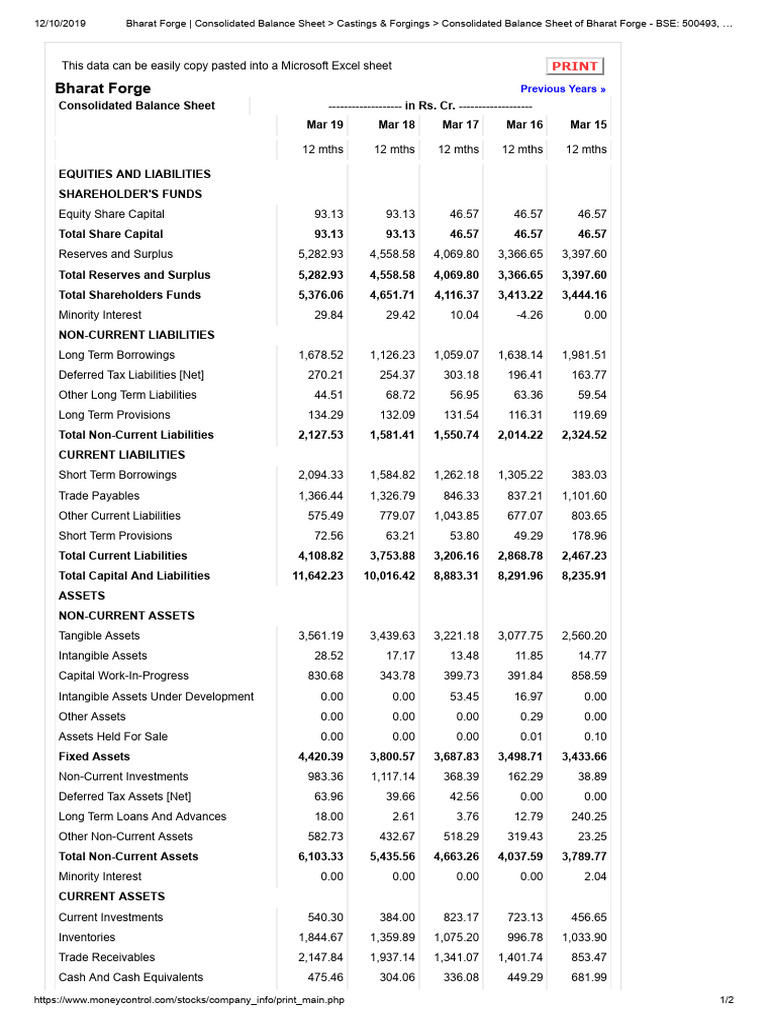 Bharat Forge B.S. | PDF | Balance Sheet | Business Economics