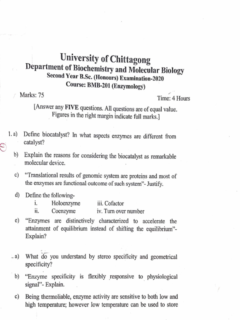 BMB Question 2020 | PDF