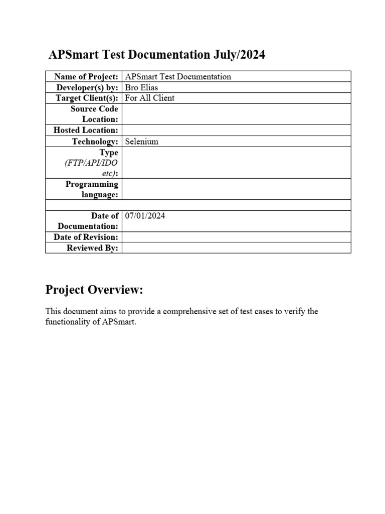 APSmart Test Documentation | PDF | Login | User (Computing)
