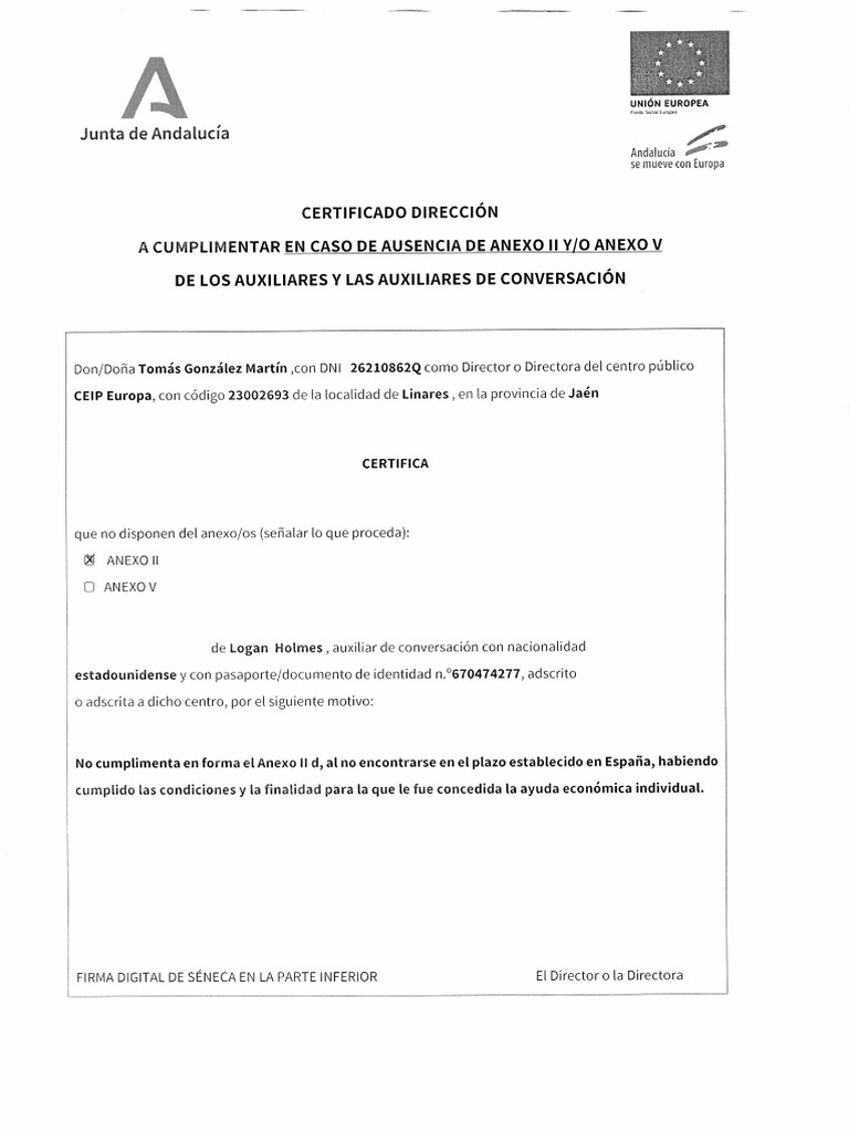 Certificación de Anexo Ii | PDF