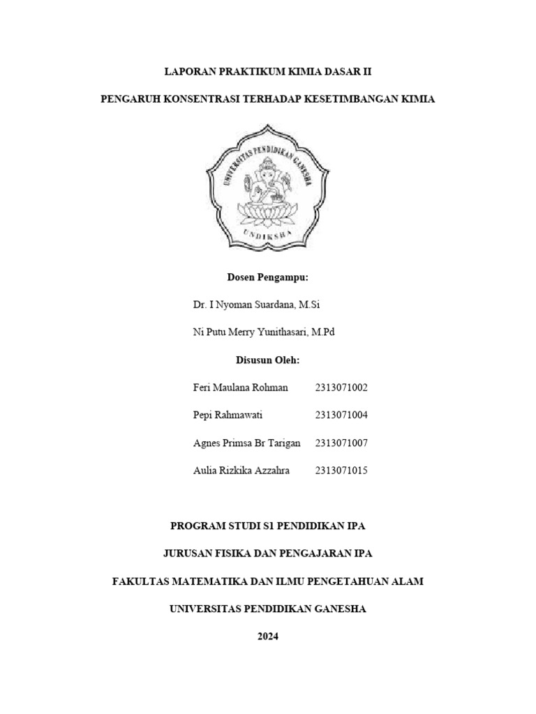 Laprak - Pengaruh Konsentrasi Terhadap Kesetimbangan - Kimia | PDF