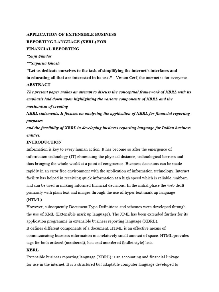 Application of Extensible Business | PDF | Financial Statement | Business