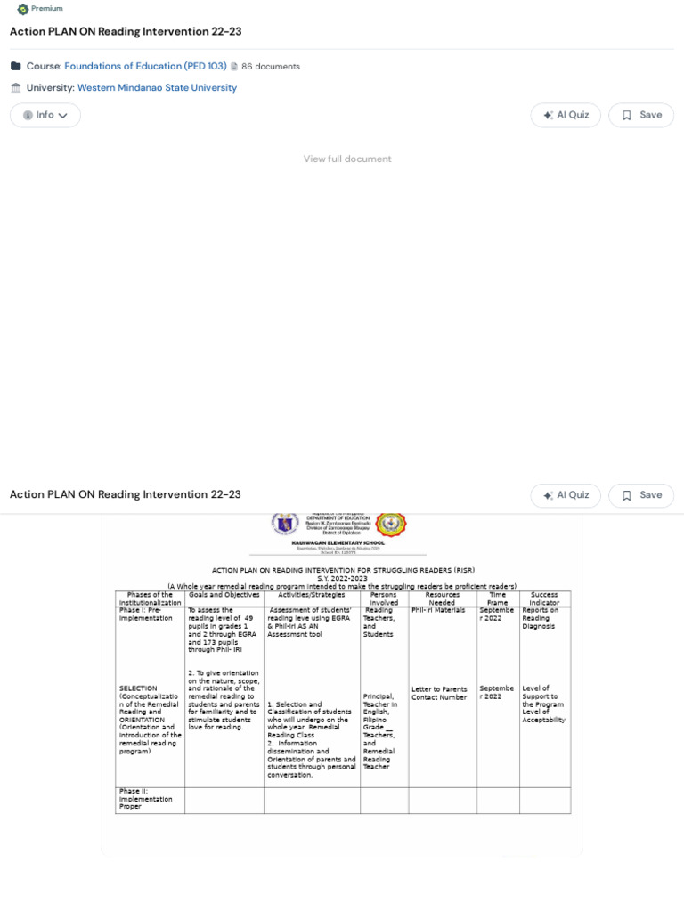 Action Plan On Reading Intervention 22 23 Compress | PDF | Syllable ...