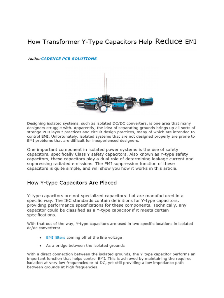 How Transformer Y Capacitors Help Reduce EMI | Download Free PDF ...