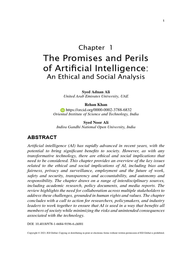 The Promises and Perils of Artificial Intelligence An Ethical and ...