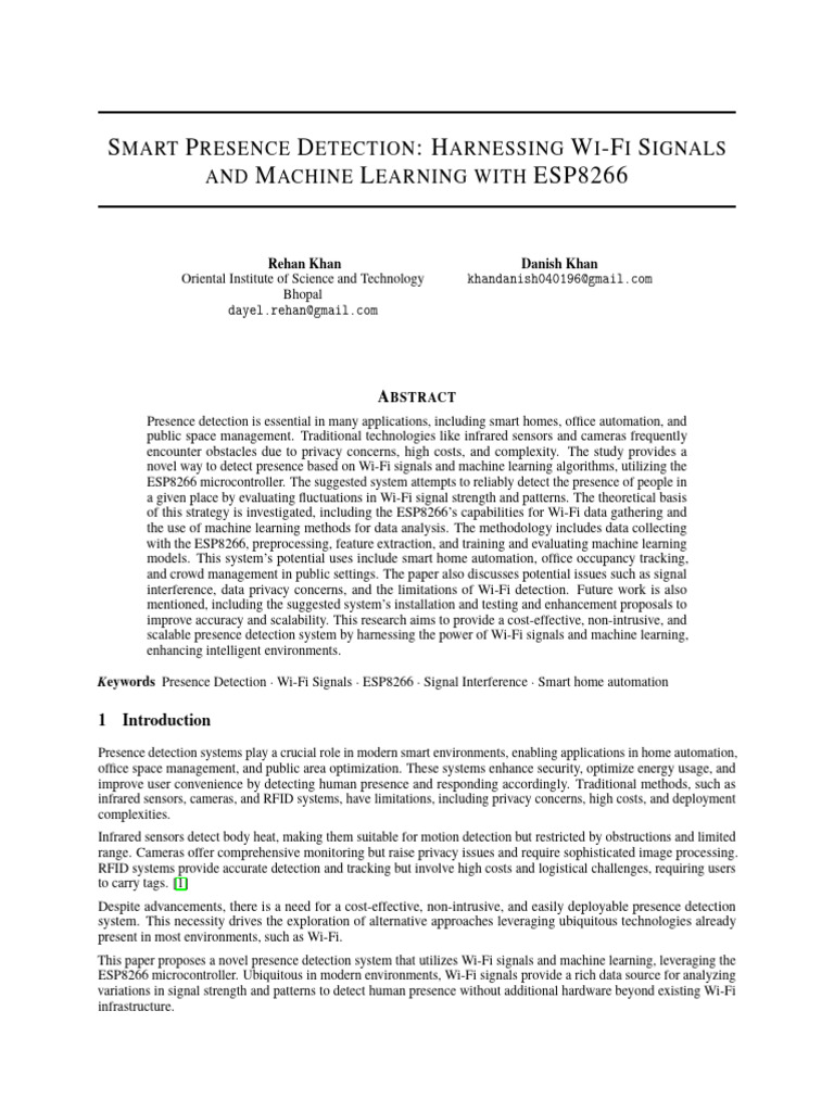 Smart Presence Detection Harnessing Wi Fi Signals And Machine Learning With Esp8266 Pdf