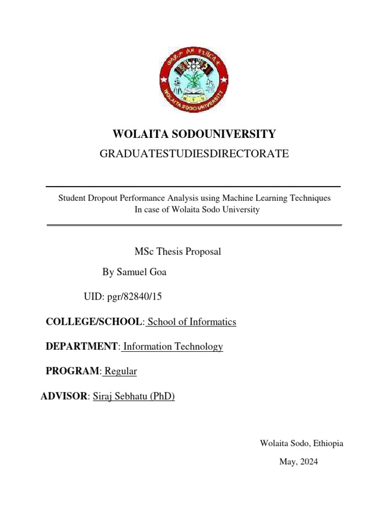 MSC Thesis Proposal of Student Dropout Performance Analysis Using ... MSC Thesis Proposal of Student Dropout Performance Analysis Using ...