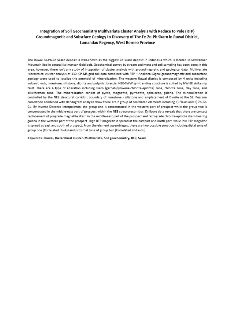 3G Integration of Soil Geochemistry Multivariate Cluster Analysis With Reduce To Pole | PDF ...