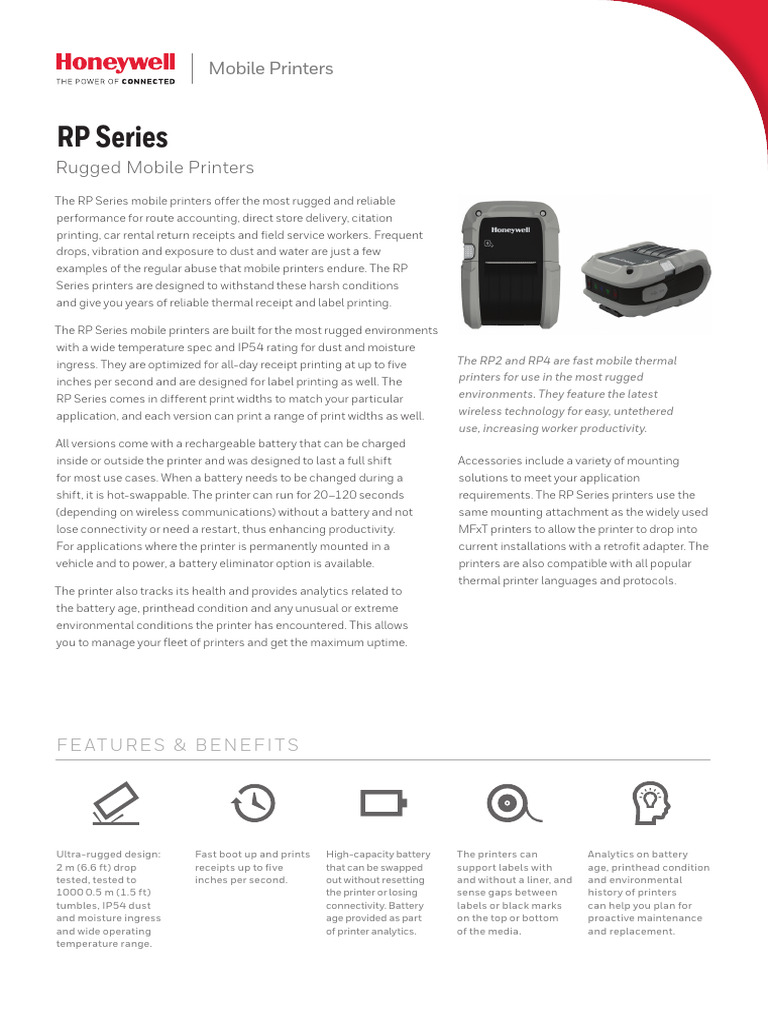 RP Series Mobile Printers Data Sheet en A4 | PDF | Printer (Computing) | File Transfer Protocol