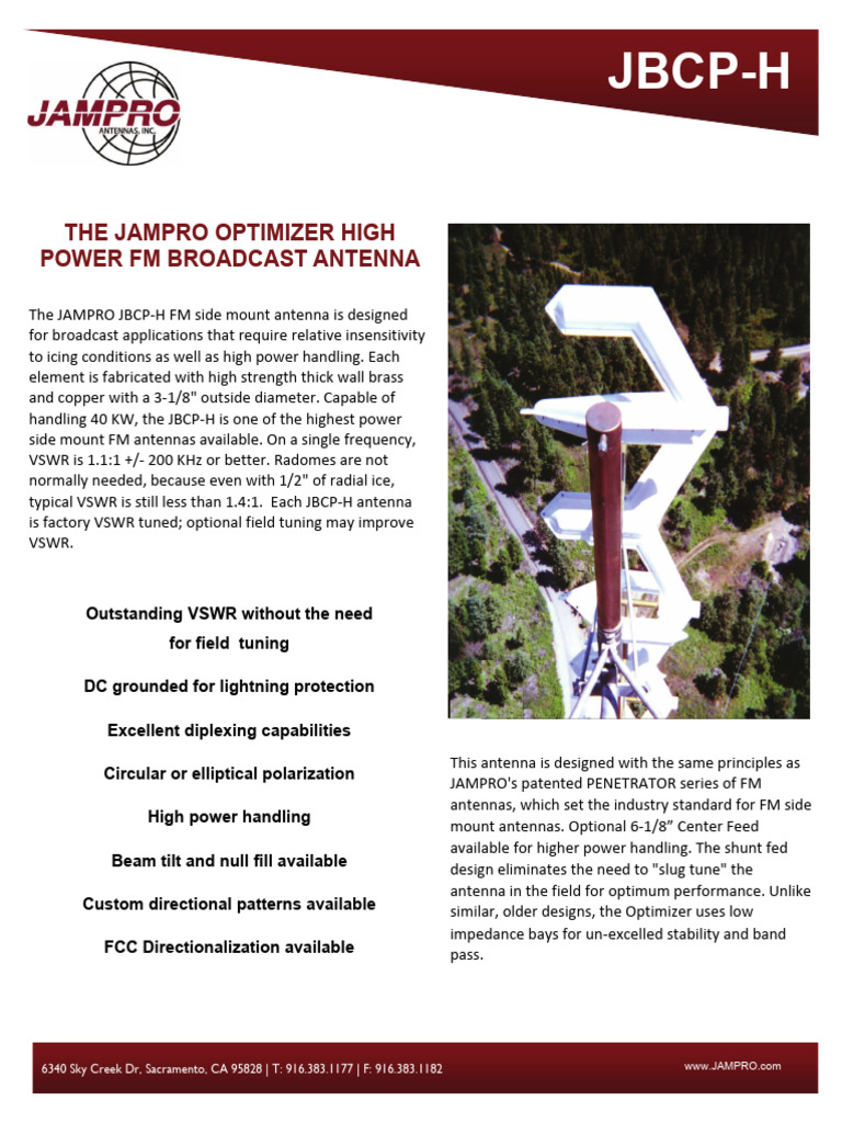 JBCP H Literature | PDF | Antenna (Radio) | Frequency Modulation