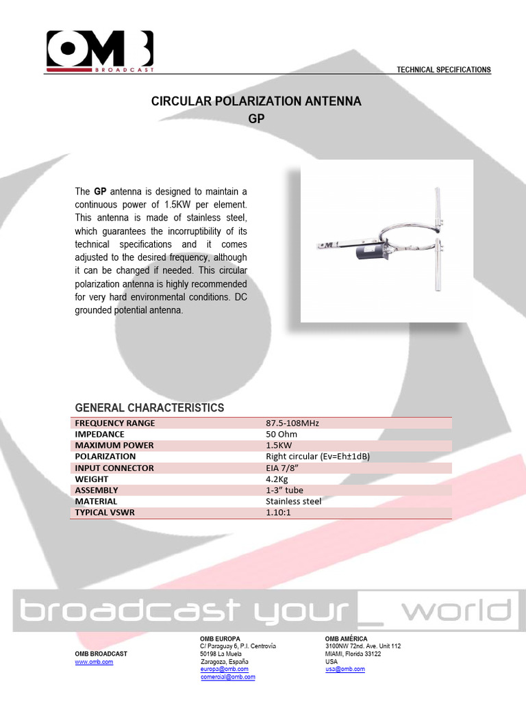 GP-1 Ing | PDF | Antenna (Radio) | Electromagnetic Spectrum