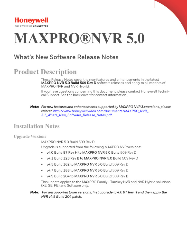 800-22559V1-D - MAXPRO NVR - 5.0 - Whats - New - Release - Notes | PDF ...