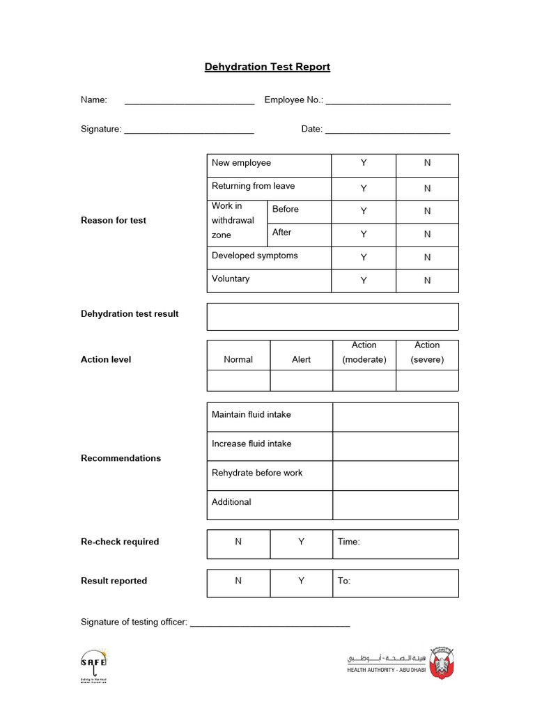 DehydrationTest Report Form | PDF